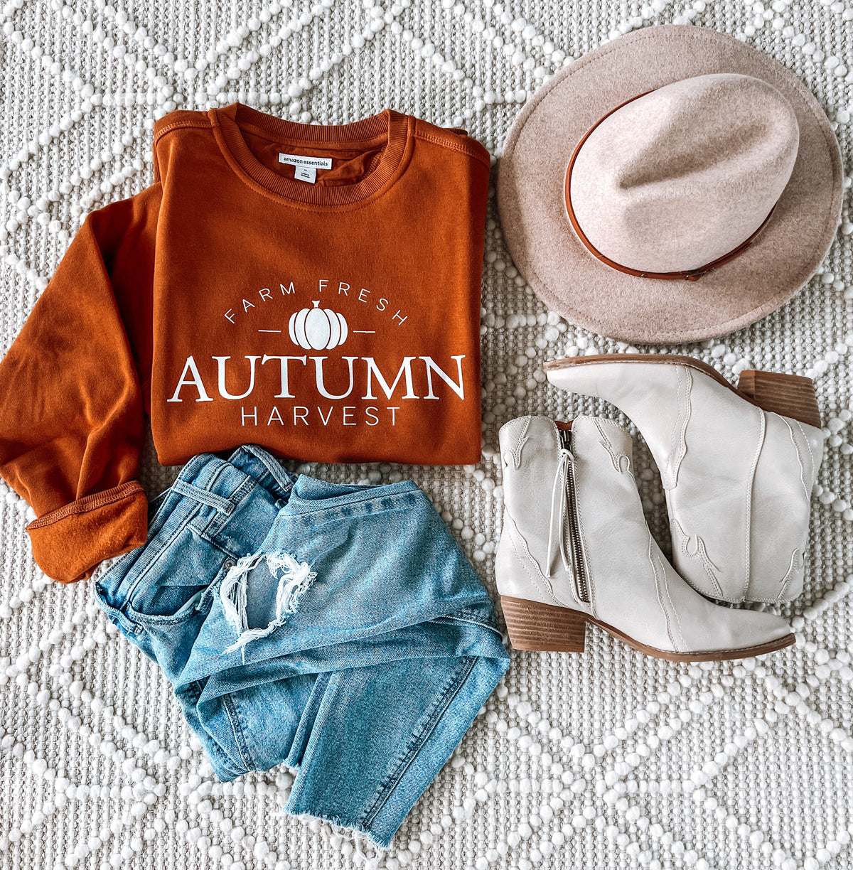 Farm Fresh Autumn Harvest Burnt Orange Crewneck | Simply Stitched Designs