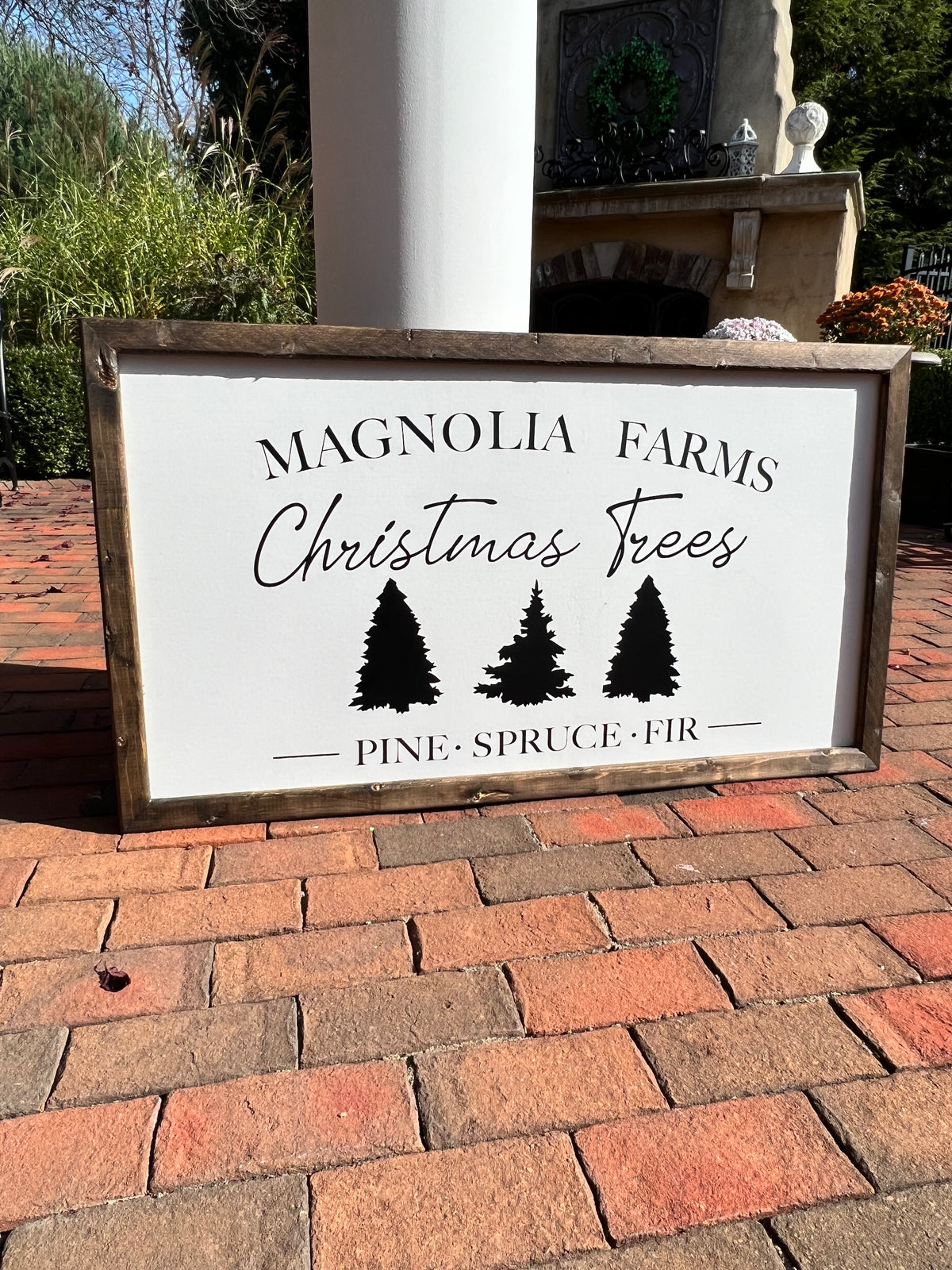 Magnolia Farms Christmas Tree Wooden Sign Decor | Simply Stitched Designs